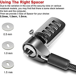 Computer Laptop Cable Lock • Slot Plate 6.23ft Cable • Security Computer Combination Lock • 4 Digital Password Protection Cable • Anti Theft Lock and Notebook Other Device