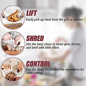 ANZEKE 2pack Meat Handler Shredder Claws,BBQ Pulled Pork Paws for Shredding Handing Carving Food, High-Grade Stainless Steel Metal with Wooden Handle