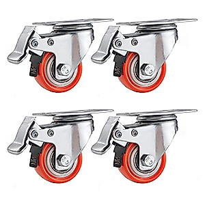 Castor Wheels Heavy Duty Swivel Trolley Furniture Caster With Brakes，360 Degree Swivel Castors,for Workbench, Furniture, Cabinet, Wood Box, Outdoor Plate Casters,Swivel Casters Wheels 4pcs castor whee
