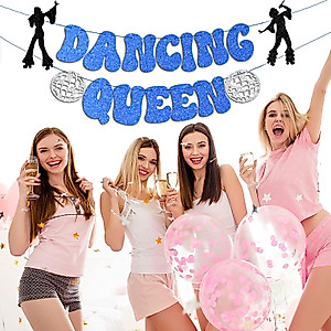 Konsait Glitter Dancing Queen Party Decorations, Mamma Mia Bachelorette Party Decorations Disco Ball Banner for Birthday Bridal Shower Wedding Party