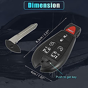 X AUTOHAUX Replacement Keyless Entry Remote Car Key Fob M3N5WY783X 433Mhz for Dodge Grand Caravan for Chrysler Town and Country 7 Buttons with Door Key