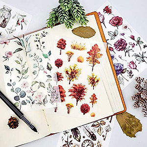 Rub On Transfer Sticker Scrapbook Stickers Flower Stickers Decoration Sticker Planner Stickers Plant Stickers for Scrapbooking Diary Album Journals DIY Arts and Crafts (Forest)