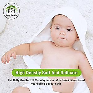 Cosy Family 3 Pack Bamboo Baby Hooded Towels, Ultra Soft Unisex Bath Towels for Babies,Toddler,Infant - Newborn Essential - Ultra Absorbent Toddler Towels for Baby Boy Girl - White