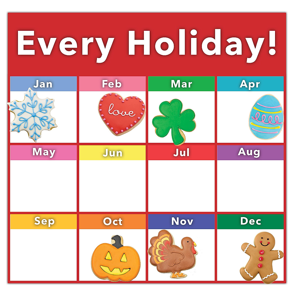 Cookie Cutters for Every Season 7-Pc Set Made in USA by Ann Clark, Gingerbread Man, Turkey, Pumpkin, Shamrock, Heart, Snowflake, Easter Egg