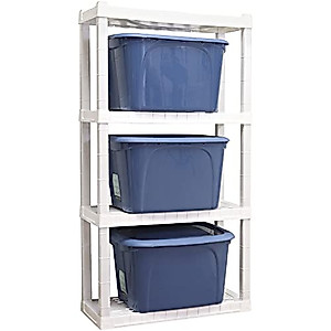 Koolatron Oskar 4-Tier Storage Shelf, Heavy Duty Shelving Unit, 400 lbs(14 x 30 x 57 inches), Multipurpose Organizer for Garage, Laundry Room, Utility Shed, Workshop, Made in North America, White