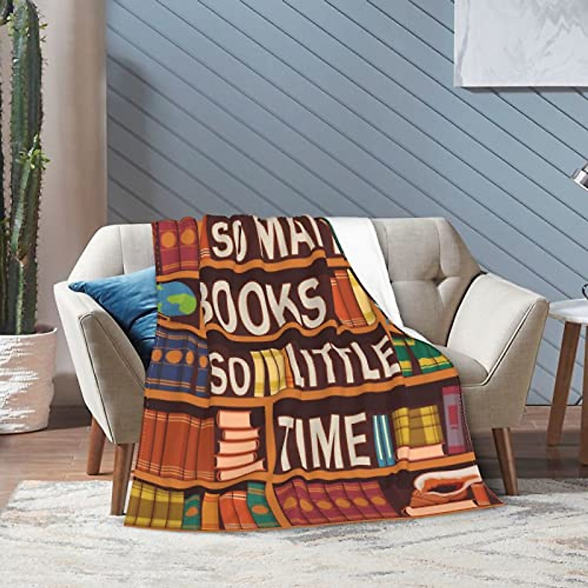 BUUGVIIL Book Lovers Gifts Blanket Reading Gift for Bookish Bookworms Book Lovers Club Librarian Throw Blankets Throws 50*60 in