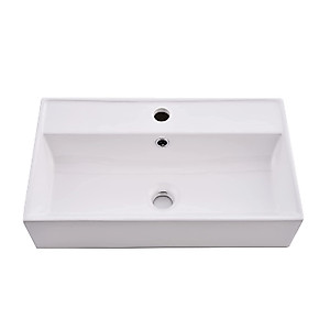SHACO Contemporary 21" X 12" Porcelain Ceramic Wall Mounted Bathroom Vessel Sink, Rectangular One Hole Bowl Laundry Half Bath Small Bathroom Sink