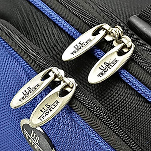 U.S. Traveler New Yorker Lightweight Softside Expandable Travel Rolling Luggage, Blue Dobby, 3-Piece Set (15/21/29)