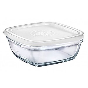 Duralex - Lys Square Stackable Bowl with White Lid 20-cm (8 1/8 in)