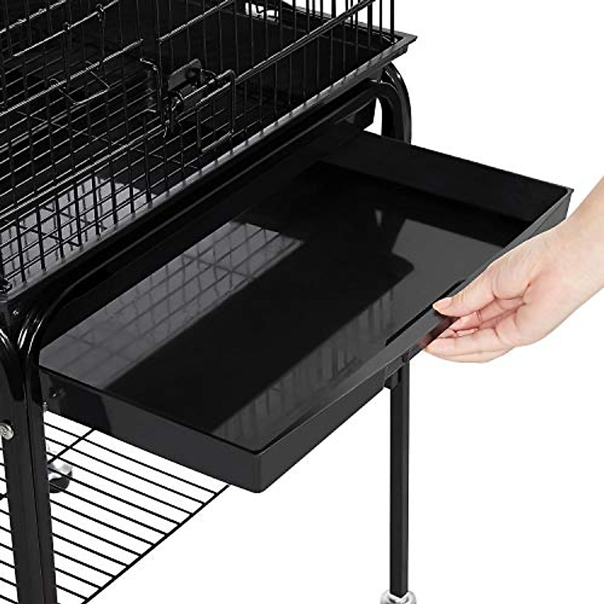 Yaheetech Medium Parakeet Bird Cage for Small Birds Sun Parakeets Green Cheek Cockatiels Conures with Wooden Perches&Rolling Stand, Black