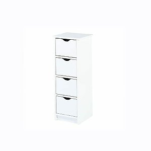 MAXCBD Nightstand Bedside Table Drawer Cabinet Floor Cabinets Storage with 4 Drawers for Bathroom Laundry Room Bedroom Fashion Pure Matt White Sleek Design Appearance Storage Tower Dresser