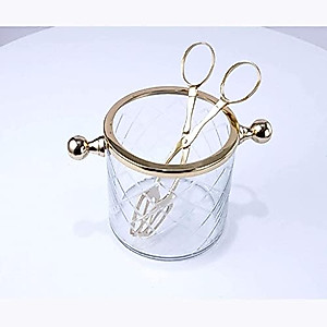 Ice Bucket,Cooling Container,Brass Glass Ice Bucket With Ice Clip Retro Handmade Dining Table Cooler Wine Wine Rack Ice Bucket Champagne Can Cooler (Size : Small) (Size : S)