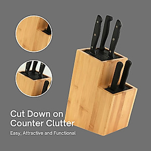 Mantello Knife Holder- Universal Knife Holder- Bamboo Wood Kitchen Knife Holder, Extra Large Knife Storage, Universal Knife Block