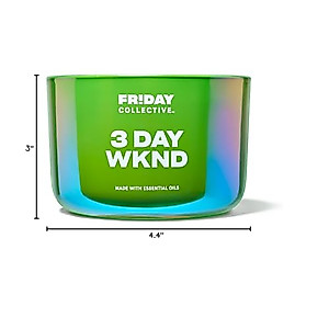 Friday Collective 3 Day Wknd Candle, Fruity Scented, Made with Essential Oils, 3 Wicks, 13.5 oz