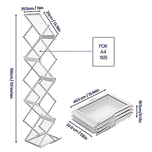 Nisorpa Literature Rack, Foldable Magazine Rack Office Racks & Displays Magazine Rack Catalog Brochure Display Stand Holder Catalog for Trade Show Exhibitions Office Retail Store, 3 height adjustable,