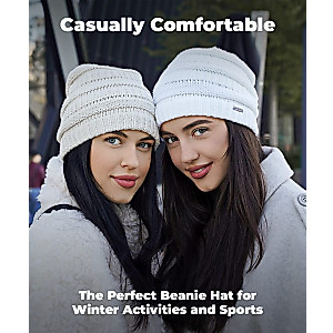 Women’s Soft Warm Stretchy Trendy Chunky Knit Beanie - Stylish Cable Knit Beanie Skully for Fall Winter Weather Black