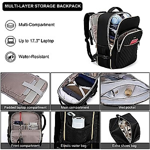 MOMUVO Large Travel Backpack for Women Airline Approved, 30L Carry on Backpack Flight Approved, 17 Inch Laptop Backpack Waterproof Luggage Backpack for Weekender Overnight Business