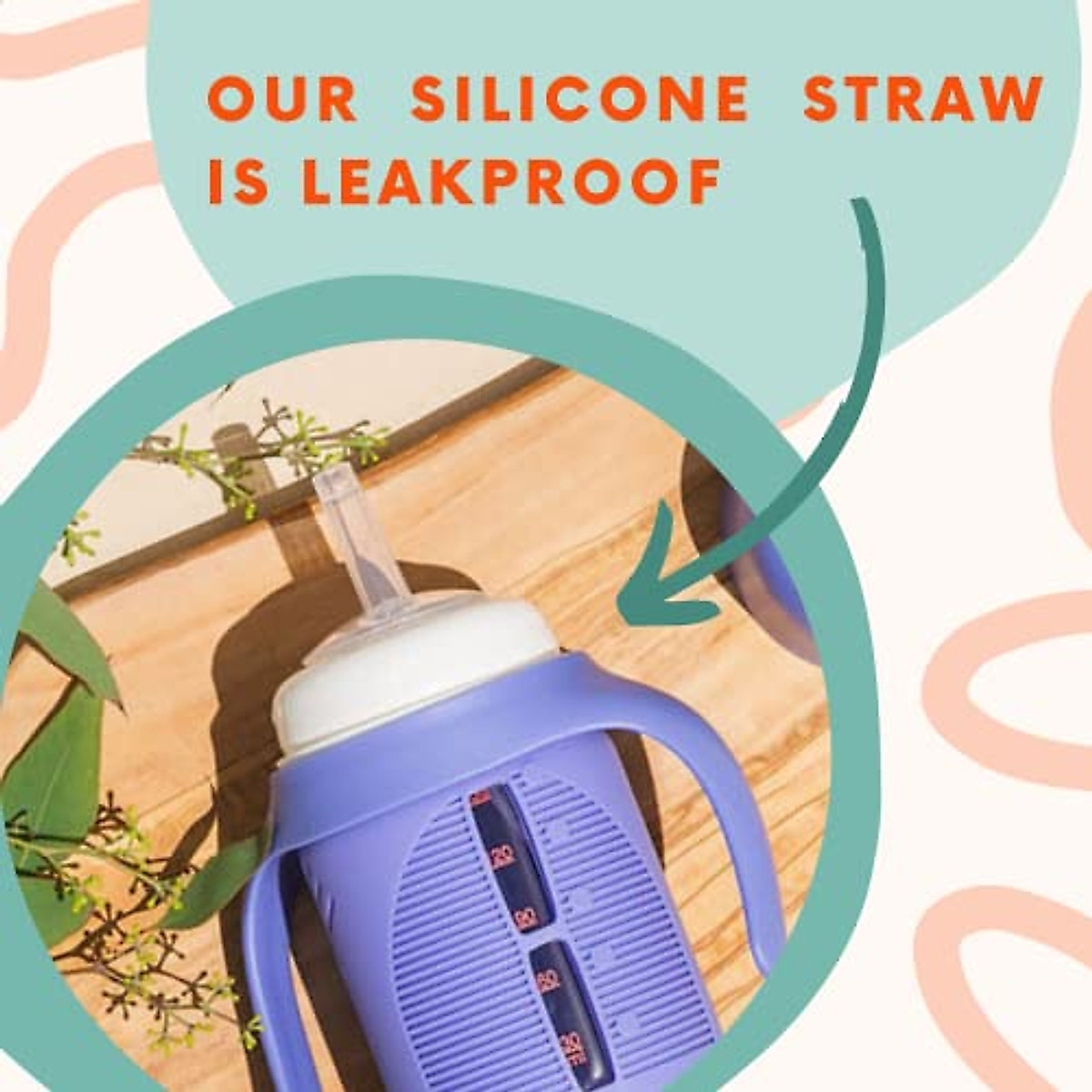 Tabor Place Glass Sippy Cup for Toddlers - The Luca | Spill-proof | Silicone Straw | Mint Green | 8 oz | Liquids Never Touch Plastic | Removable Handles