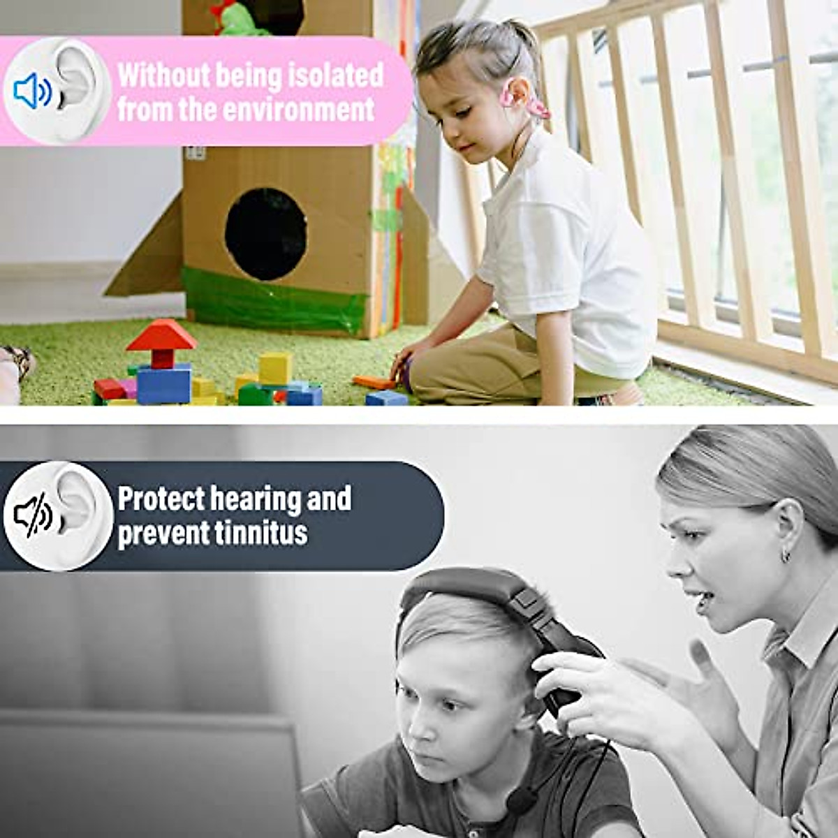 Yuanj Kids Wireless Bone Conduction Headphones, 5.2 Headphones for Kids Waterproof IPX5 Open Ear Headphones Sweat Splash Proof, Comes with 8G Memory 10 Hrs Music Play (Pink)