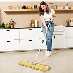 48 Inch Yellow Dust Mop with Metal Handle and 48 Inch Dust Mop Refill Bundle - 6 Mop Sets and 6 Refills