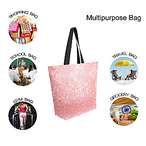 Coral Pink Canvas Tote Bag Reusable Grocery Bags Tote Carrying Bag with Handles