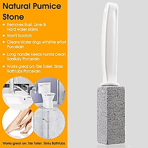 2 Pack Toilet Cleaner Hard Water Build up Remover with Ergonomic Handle, Toilet Bowl Stain Ring Remover, Pumice Cleaning Stone with Handle for Kitchen/Bathroom/Pool/Household Cleaning