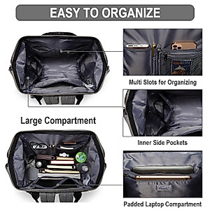 VASCHY Laptop Backpack, Vintage Water Resistant Anti-theft Travel Backpack for Men and Women 15.6inch with USB Charging Port Charcoal Gray