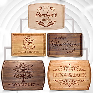 Barika Custom Cutting Boards - Personalized Handmade Engraved Chopping Blocks - Best Unique Anniversary, Wedding, Housewarming, Christmas, New Home Gift Ideas for Bride, Couples, Friends, Parents