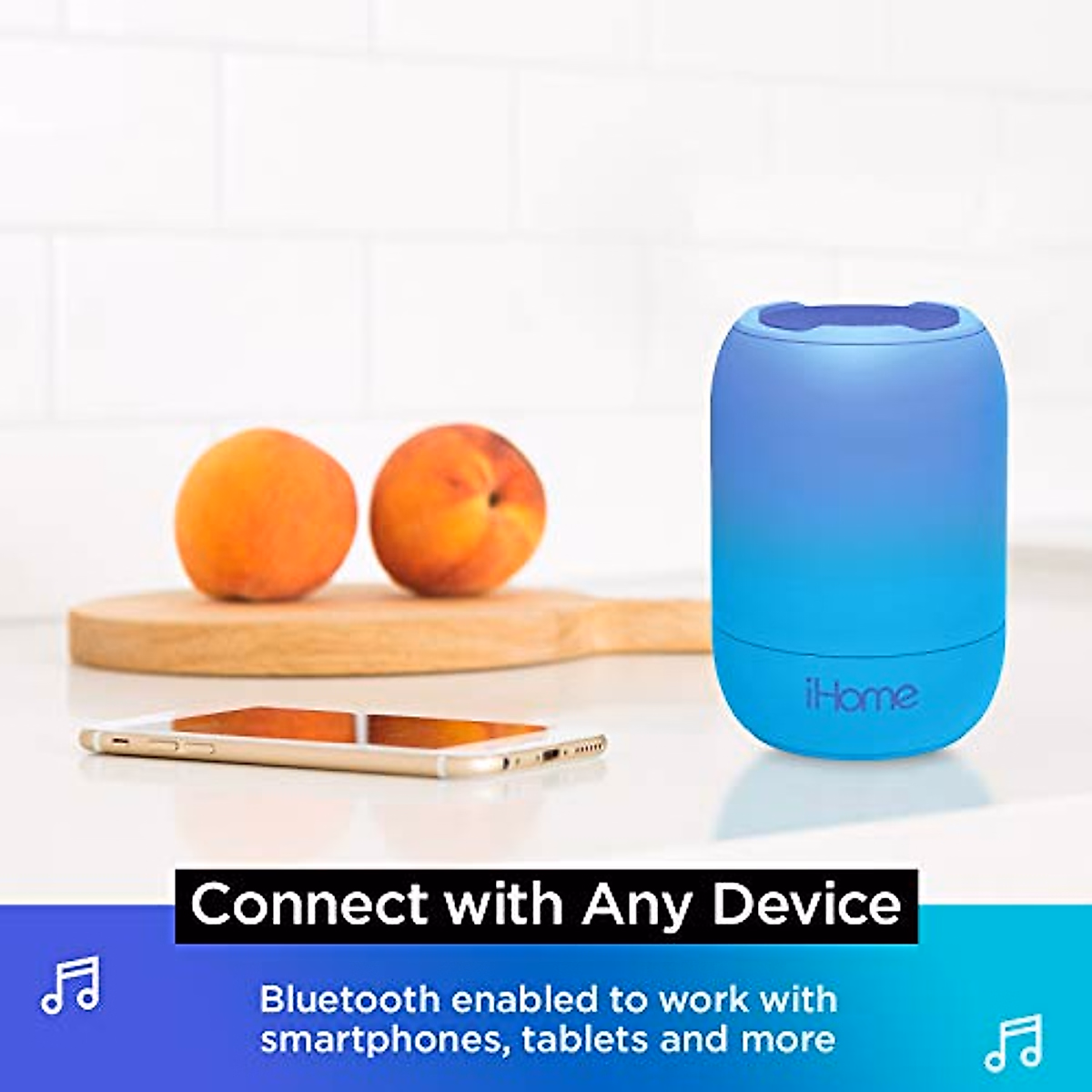 iHome PlayFade Portable Bluetooth Speaker - Water-Resistant Rechargeable Audio Device for Outdoor Events, Pool Party, Beach, Camping (Model iBT400B) Black