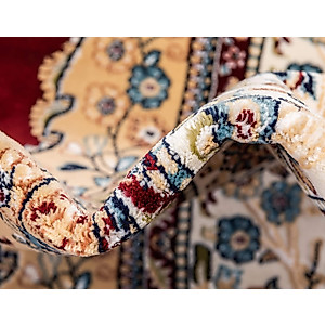 Unique Loom Narenj Collection Classic Traditional Medallion Textured Design Area Rug, 8' x 10' Rectangle, Burgundy/Blue