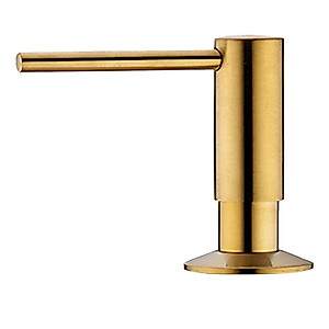 Gold Kitchen Soap Dispenser,Sold Brass Gold Soap Dispenser for Kitchen Sink,Commercial Liquid Dish Dispensers,Built in Kitchen Sink Soap Dispenser,Brushed Gold Lotion Dispenser