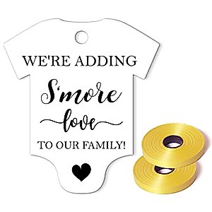We're Adding S'More Love to Our Family Tags, Baby Onesie Baby Shower Tags, Smore Love Tags for Baby Shower, Baby Shower Favor Tags, Pack of 50