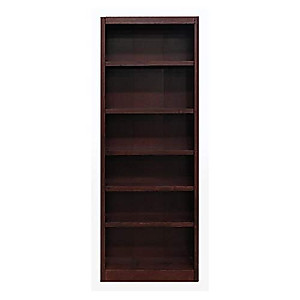 BOWERY HILL Traditional 84" Tall 6-Shelf Wood Bookcase in Cherry