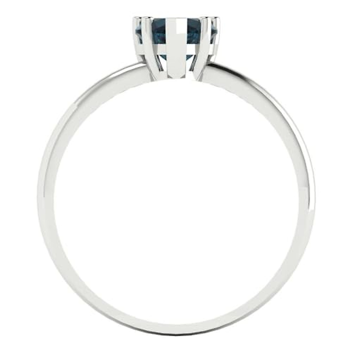 Clara Pucci 1.0 ct Heart Cut Solitaire Natural London Blue gemstone Bridal Wedding Anniversary Engagement Ring Real 14k White Gold