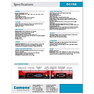 Lumens DC158 SXGA Portable Ladibug Document Camera Projector