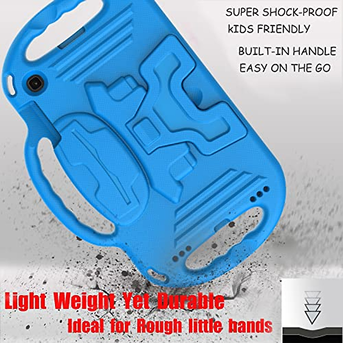 LTROP Kids Case for Samsung Galaxy Tab A 10.1 Model SM-T510/T515, Light Weight Shockproof Shoulder Strap Handle Stand Kid-Friendly Bumper Case for Galaxy Tab A 10.1" Tablet - Blue