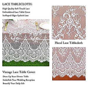 Vintage-Lace-Tablecloth 60x120-Inch Small Lace Rectangle Tablecloth Lace Boho Print Tablecloth Lace Overlay Tablecloth Lace Table Runner Overlay