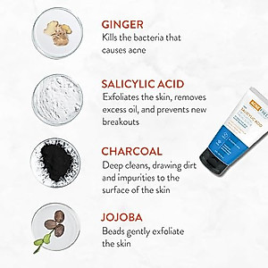 AcneFree Blackhead Removing Exfoliating Face Scrub with 2% Salicylic Acid and Charcoal Jojoba, 5 Ounce - Pack of 2