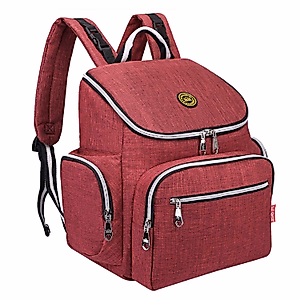 Qimiaobaby Lightweight Diaper Bag, Mommy goes Out to Store Diaper Backpack (Red Win)