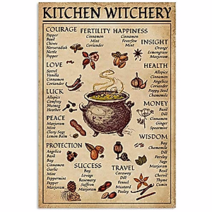 Spice and Cooking Herbs Witchcraft Witch Fun World Education Science Classroom Infographic Tin Sign Great Retro Gifts and Decorative Door Wall School Farm Hospital Metal Sign 8x12