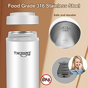 Txxzozg Travel Electric Kettle Mini,Portable Electric Tea kettle Small,316 Stainless Steel Small Hot Water Boiler with 4 Temperature Control,with Auto Shut-Off & Boil Dry Protection（White,500ml）