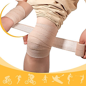 2 Rolls Adhesive Elastic Tape Bandage Tape Wrap Flexible Stretch Bandages for Sports Ankle, Knee and Wrist Sprains (Beige,2 Inch Wide)