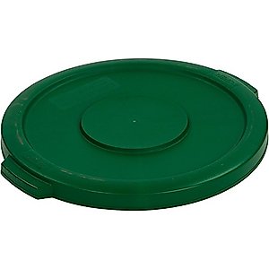 CFS 34101109 Bronco Polyethylene Round Lid, 16.13" Overall Diameter x 2.13" Height, Green, For 10 Gallon Containers (Case of 6)