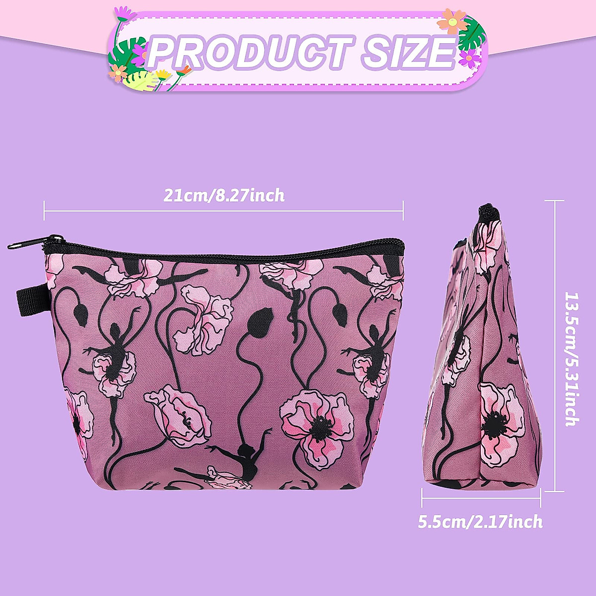 Saintrygo 6 Pack Cute Cosmetic Ballet Bag Ballet Girl Dance Gifts Dance Makeup Bag Adorable Travel Ballet Pouch Dance Cosmetic Case Toiletry Organizer for Girls Women Dancer, 6 Styles