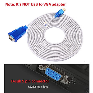 DTech USB to Serial Adapter Cable RS232 DB9 Male Port with FTDI FT232RL Chipset Supports Windows 11 10 8 7 and Mac Linux (1.5 Feet)