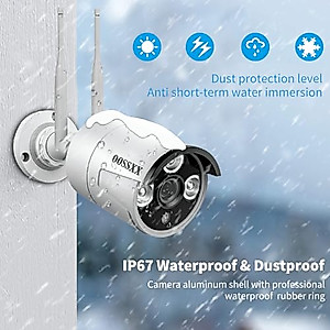(All-in-One Monitor) 2-Antennas Enchance Outdoor Security Camera System Wireless with Monitor WiFi Home Surveillance System 3.0MP Video Surveillance