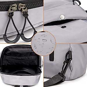 CANTLOR Men Small Sling Bag Crossbody Backpack Gym Mini Travel Backpack With Outside Pockets Shoulder Bag One Strap For Walking Hiking(991801silver)
