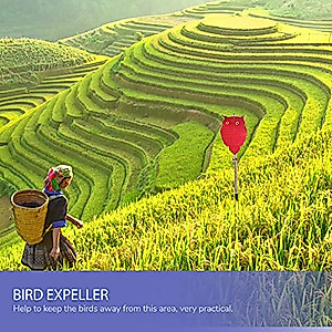 YARDWE 2PCS Owl Fake Hanging Plastic Owl Reflective Bird Blinder Scare Spiral Rods for Window Yard Garden Outdoor