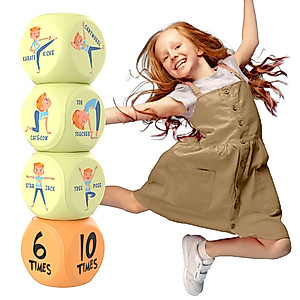 Skywin-Exercise Dice, Fun 1 Pack Workout Dice for Kids Solo or Group Classes, 6-Sided Foam Fitness Dice for Home, Classroom and Physical Education Learning