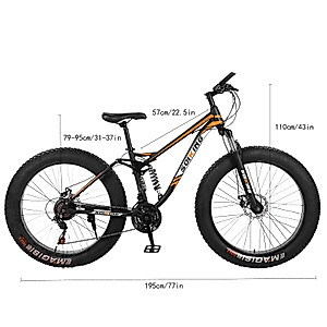 Fat Tire Mountain Bike, 26'' 21 Speed Outdoor Folding Snow Beach Hybrid MTB Racing Bikes for Adult Women Men, Comfort Complete Cruiser Bicycle, Foldable City Commuter Road Cycling (B), 94x88x38cm
